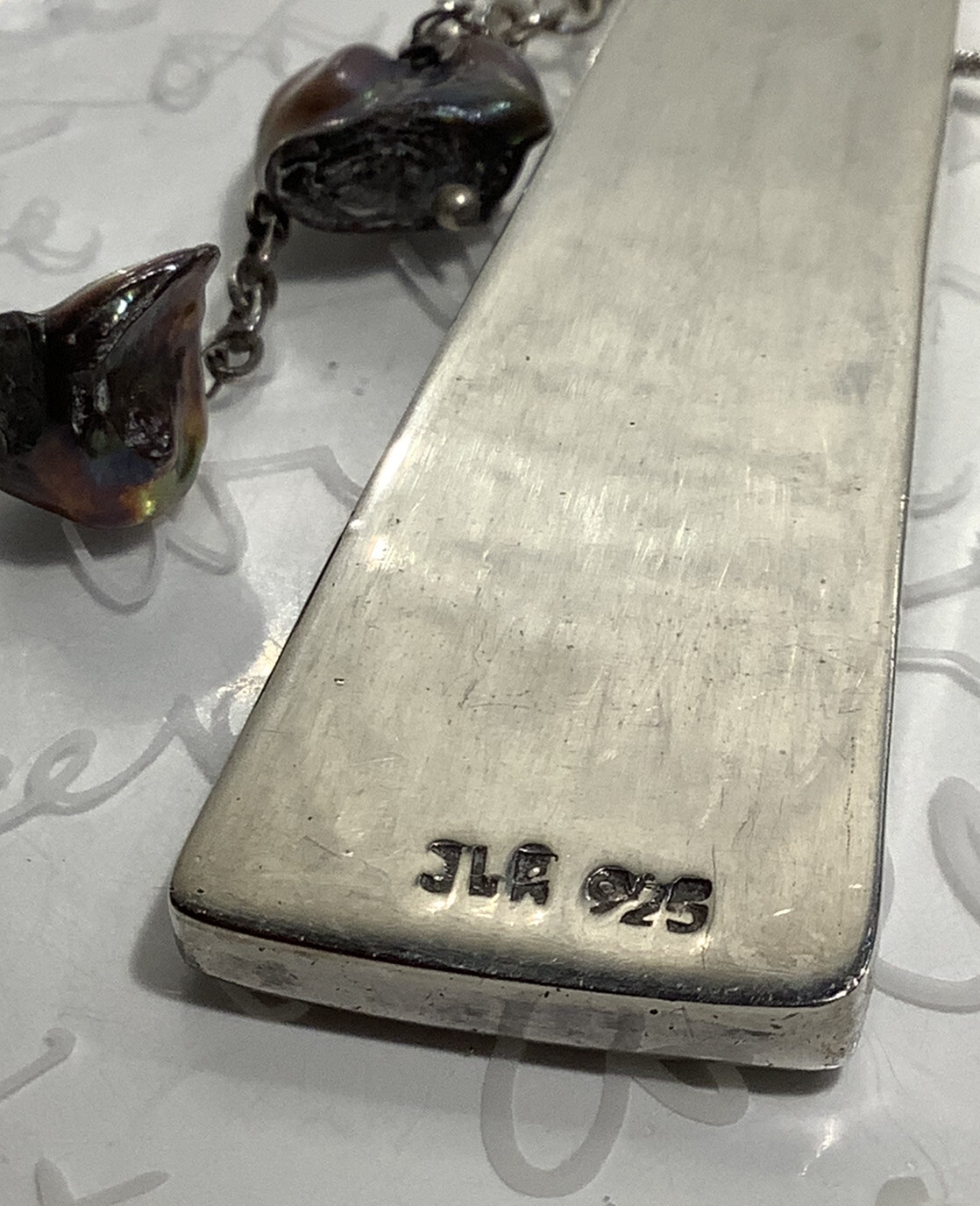 JANICE LEE RIPLEY JLR Handmade 925S Yak Bone & Pearl Pendant Necklace ...