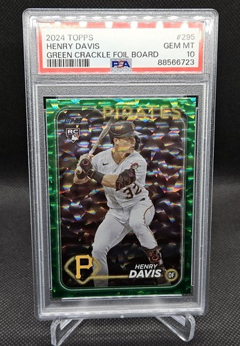 HENRY DAVIS Rookie RC 2024 Topps #295 Green Crackle Foil SP /499 PSA 10 ...