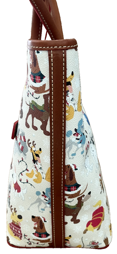 New Disney Dooney & Bourke Christmas Holiday Animated Dogs Large Tote ...