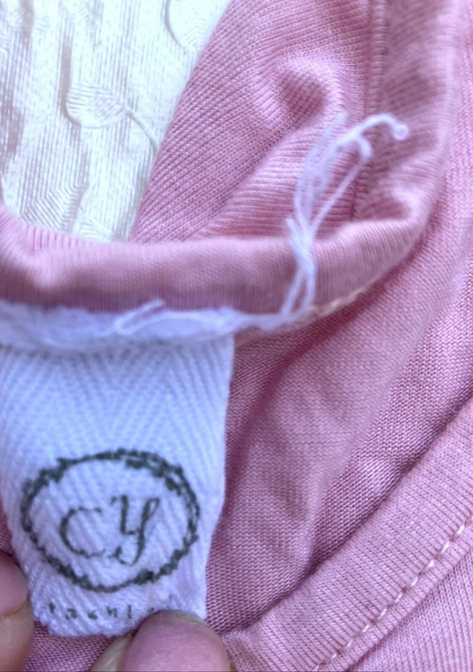 Womens Pullover Top LARGE Soft Pink with Empire Appliqué Waist CY Brand ...