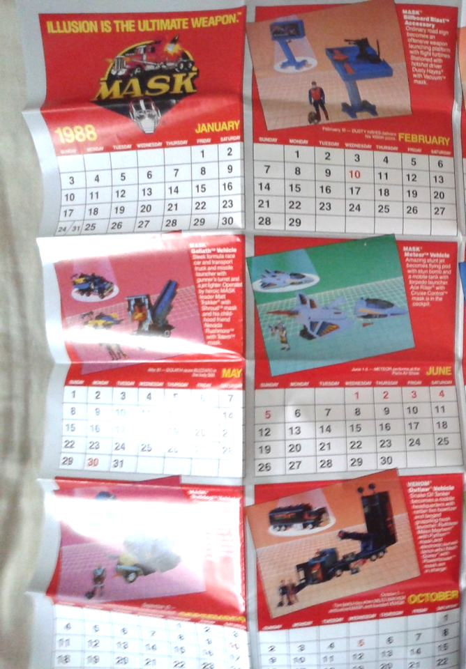 M.A.S.K. Kenner 1986 Fold-Out Double-Sided 1987/1988 Calendar Poster ...