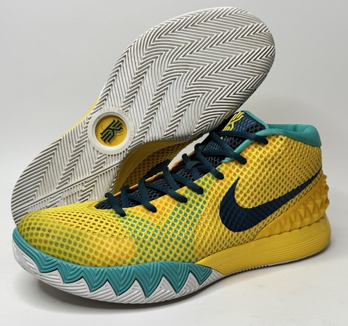 NIKE Kyrie 1 Letterman (2015) Tour Yellow Teal Men’s Size 11 705277-737 ...