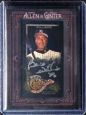 Bernie Williams Mini Framed Autograph Silver Ink /25 Topps Allen ...