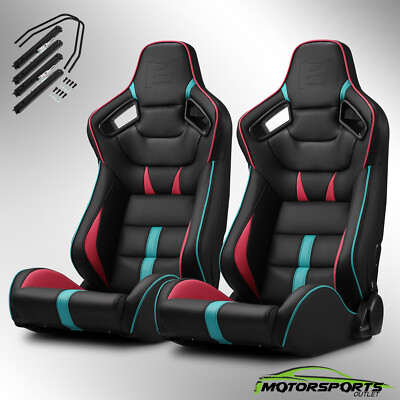 VIPER-Series Universal PVC Reclinable Black with Pink/Turqoise Racing ...