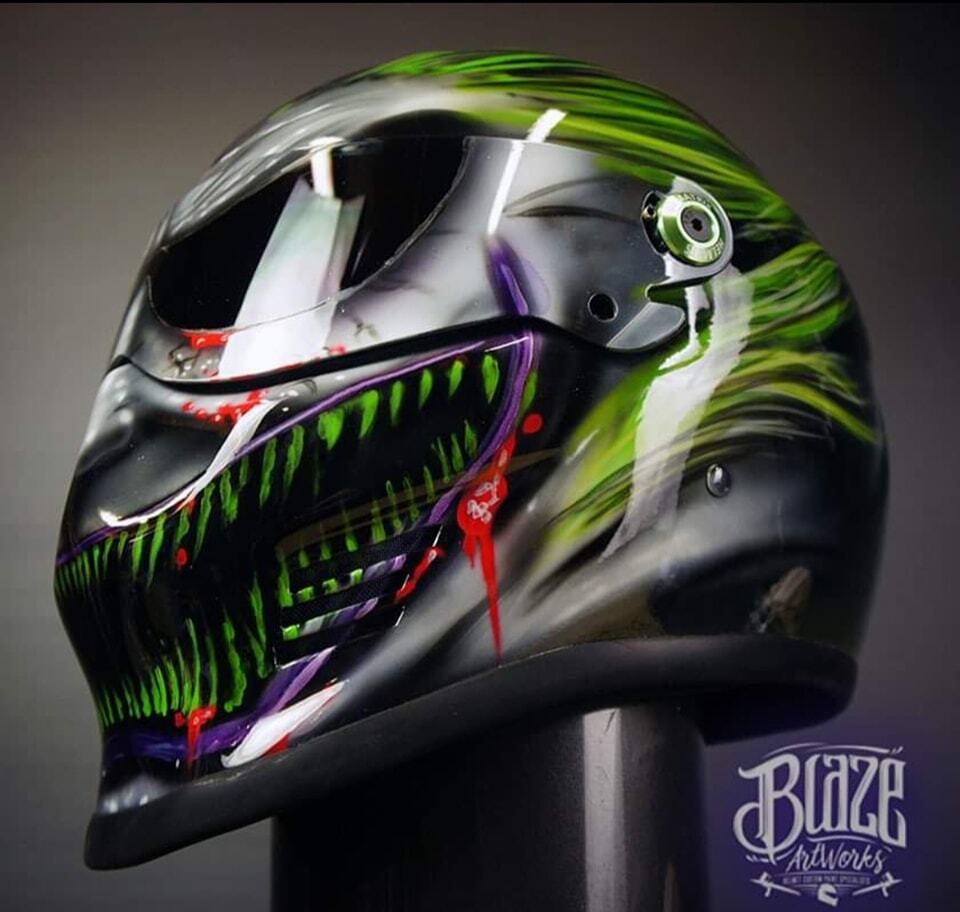 Custom Painted /Airbrushed Motorcycle helmet, Evil Jester Design ...