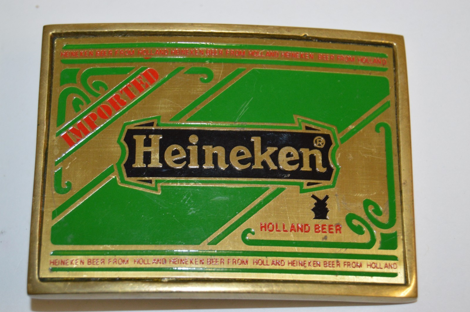 Vintage 1978 HEINEKEN Beer Label LOGO Solid Brass Bel… - Gem