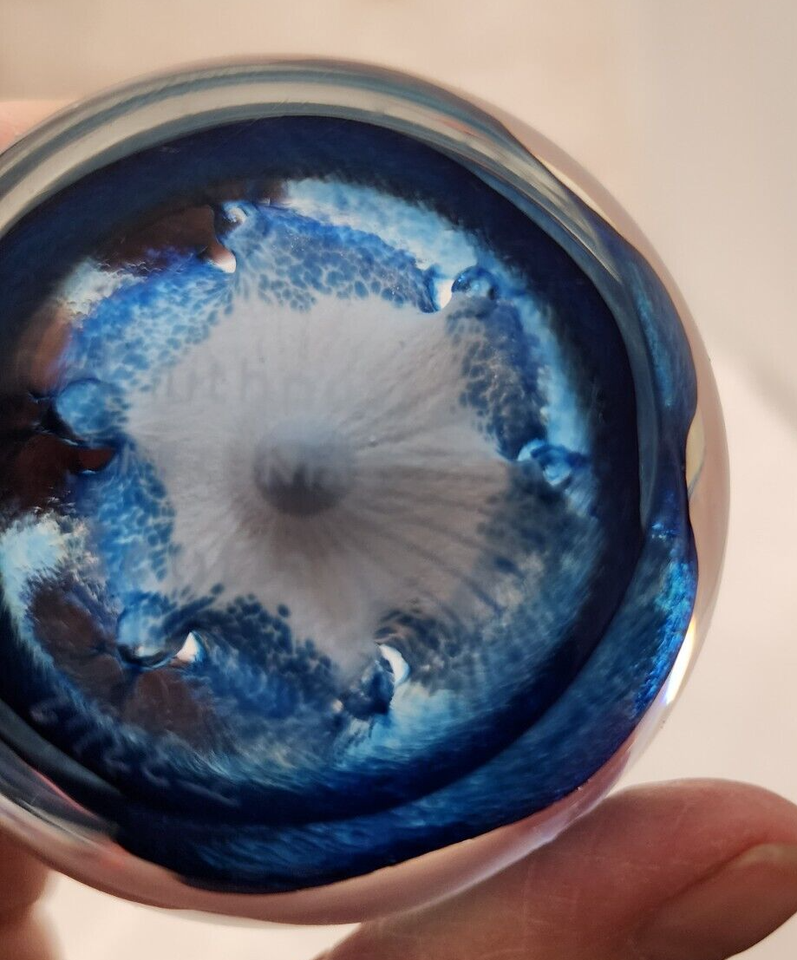 Caithness Paperweight Blue Floral Art Glass | eBay