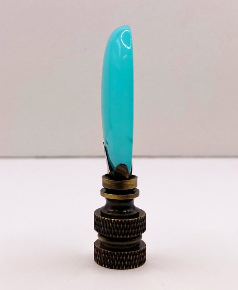 Stone Lamp Finial-TURQUOISE JADE Oval With AB, PB or Nickel Base (1-PC ...