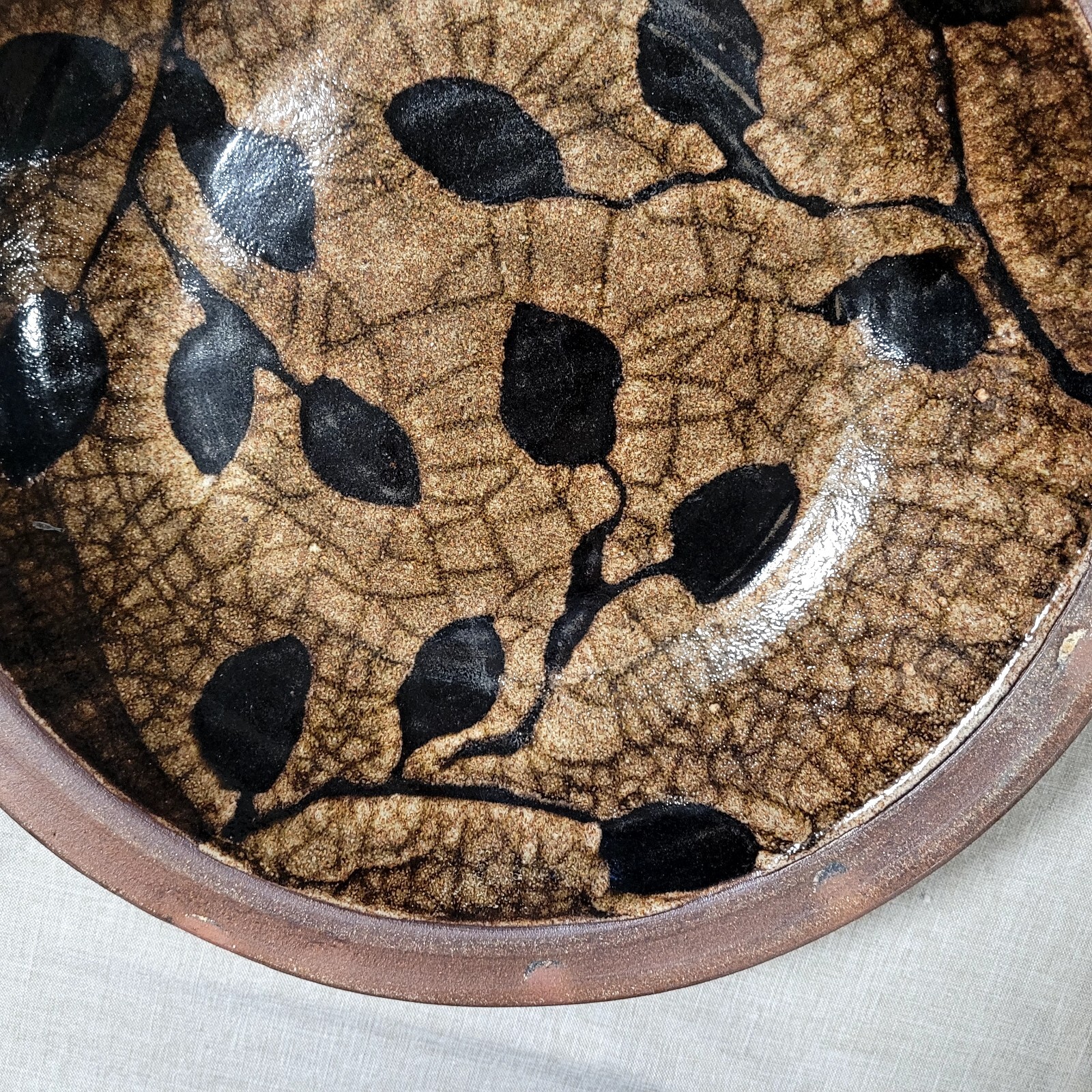 Rare! Almquist’s Old Time Pottery Serving Bowl Dish Earthtone Leaf ...
