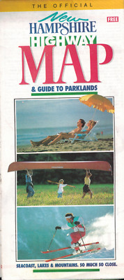1991 New Hampshire Highway Map, Guide to Parklands, NH Seacoast White ...