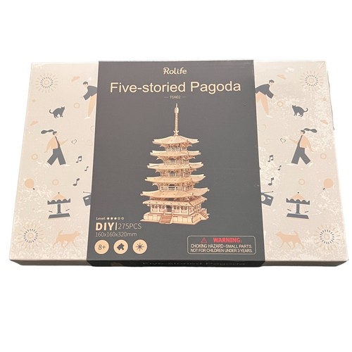 ROBOTIME 3D Puzzle Wooden Kits for Adults DIY Model Five-storied Pagoda ...