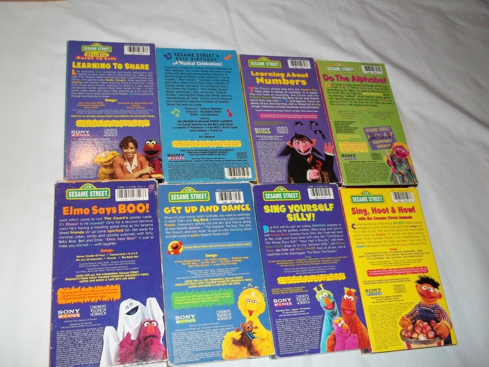 8 VTG Sesame Street VHS 1986 Learning About Numbers Elmo says Boo Big ...