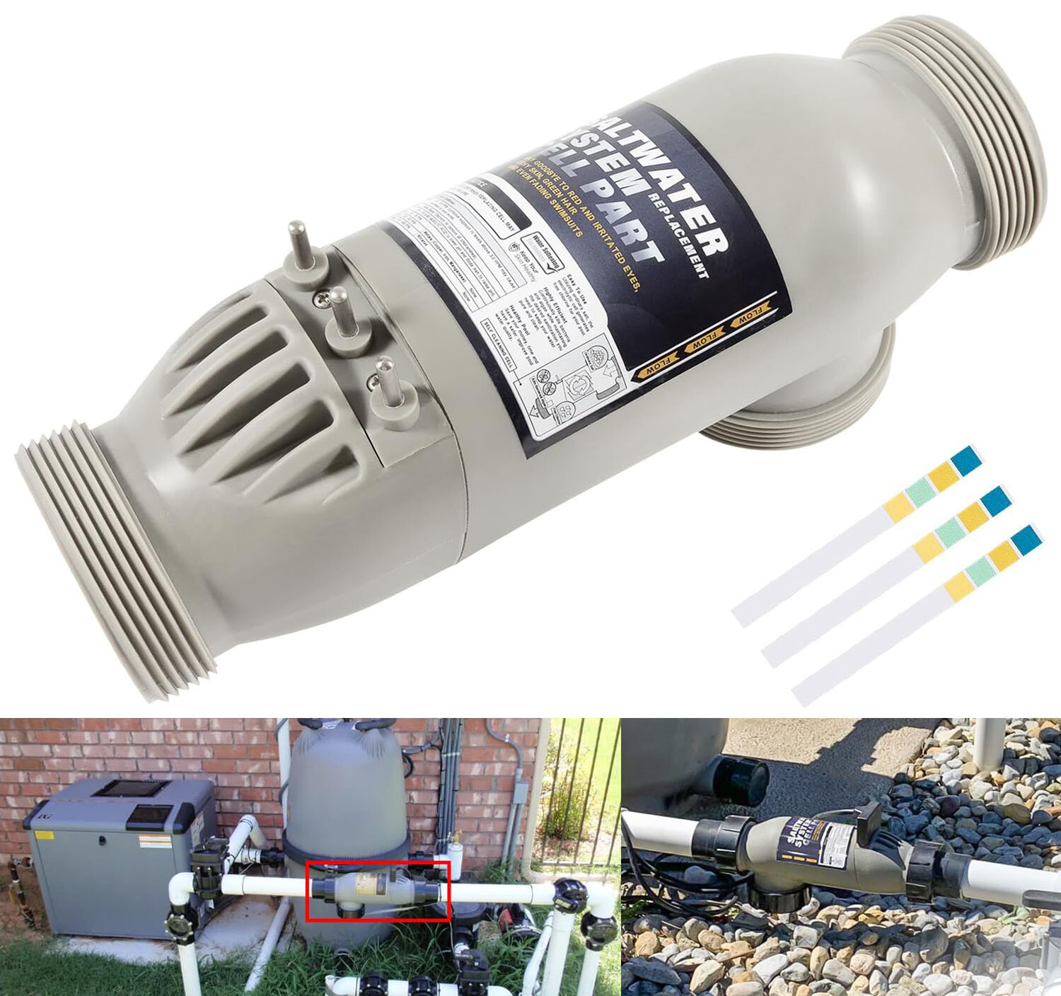 R0452400 3Port Salt Cell Fit Jandy AquaPure, PureLink Water ...