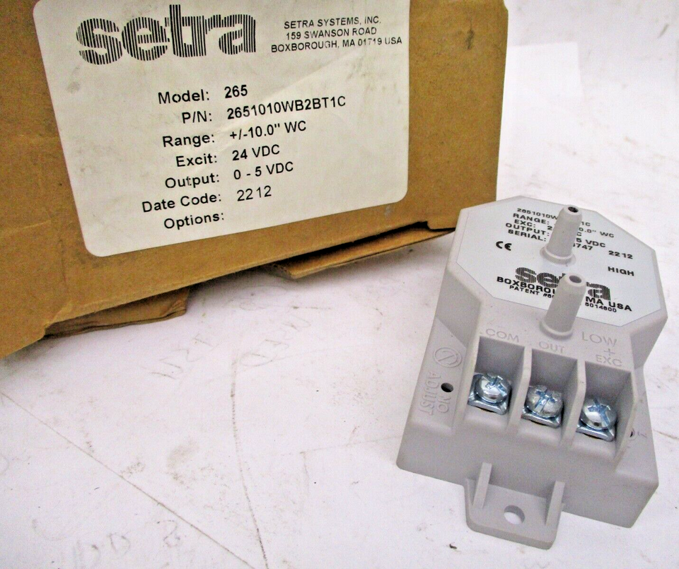 Setra Model 265 2651010WB2BT1C Differential Pressure Transducer ...