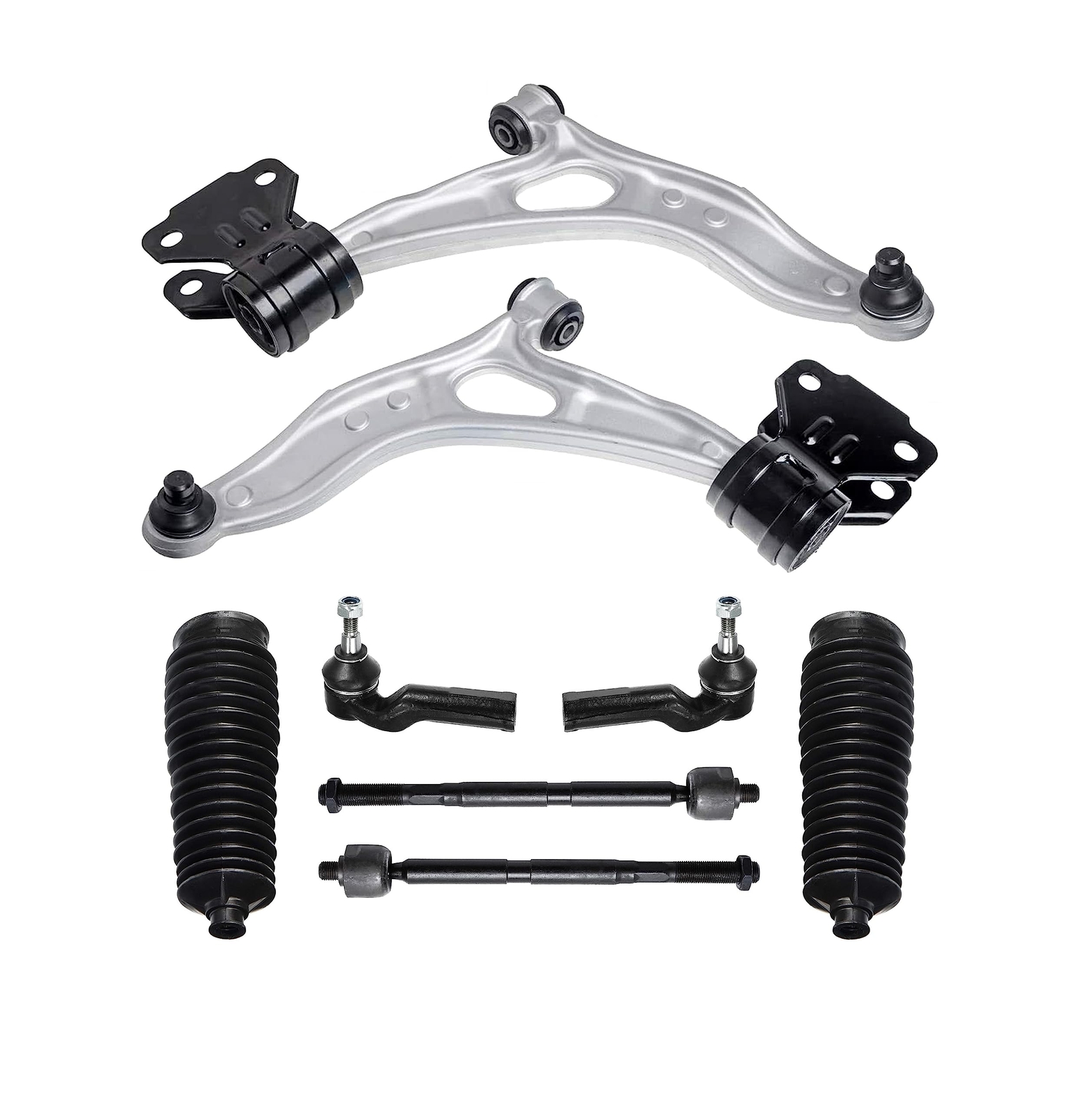 8 Pc Lower Control Arms Inner Outer Tie Rods Bellow Boots for Ford C ...