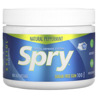 Spry, Dental Defense System, Sugar Free Gum, Natural Peppermint, 100 ...