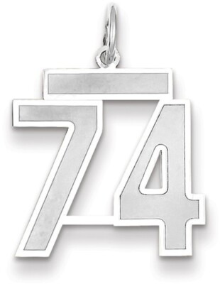 14K White Gold Medium Satin Number 74 Charm | eBay