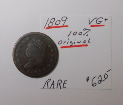 SCARCE 1809 KING OF THE CLASSIC HEAD LARGE CENTS 100% ORIGINAL ...
