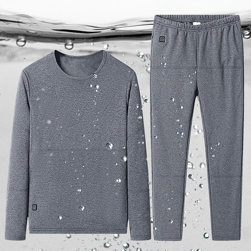 USB Electric Heated Underwear Men Woman Thermal Pyjamas Winter Long ...