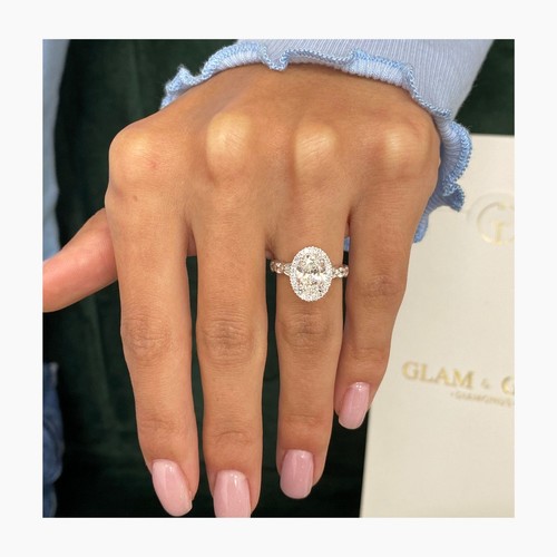 Diamond Engagement Oval Ring Halo VS1 F IGI Certified 2.85 CT Platinum ...