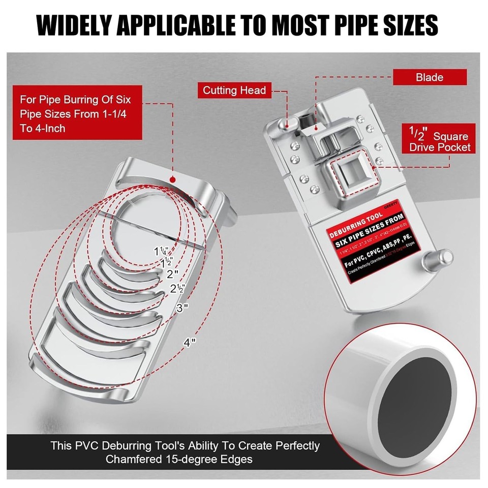 DEB4 Plastic Pipe Deburring Tool Plumbing Tools Professional PVC Pipe ...