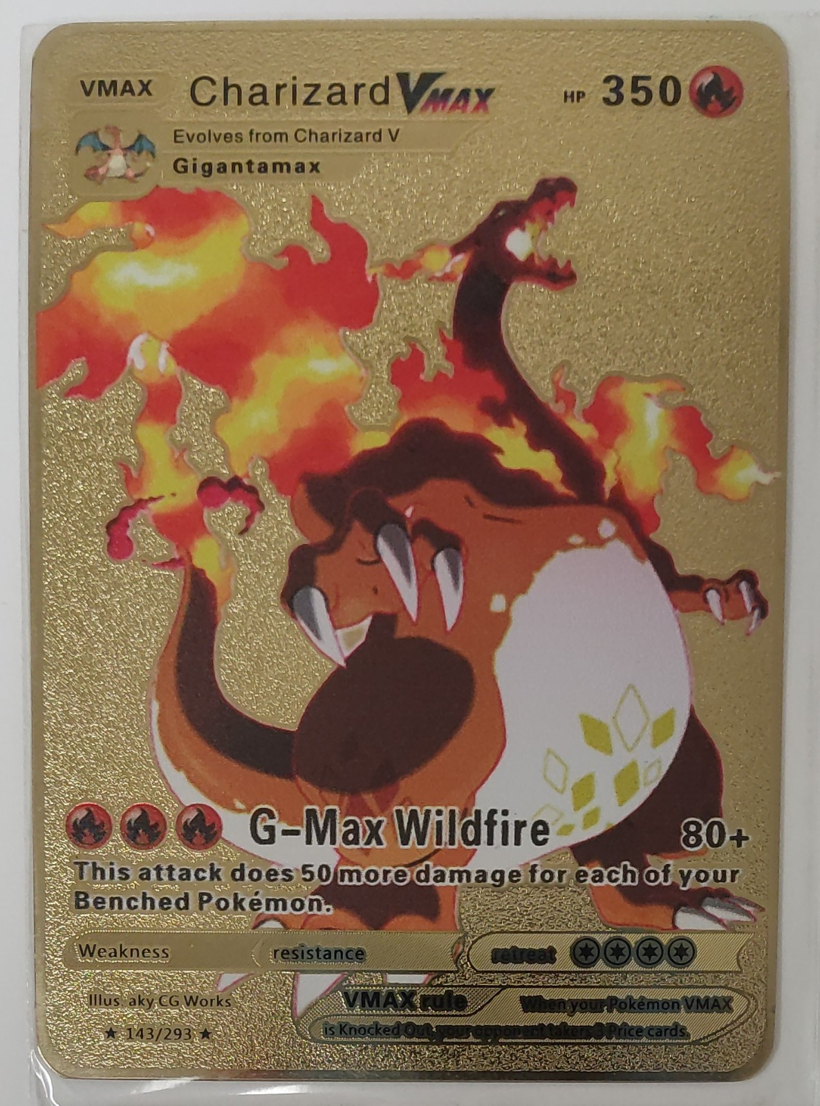 Pokémon Charizard Vmax 143/293, Full Art Metal Gold Collector Card NEW MINT | eBay