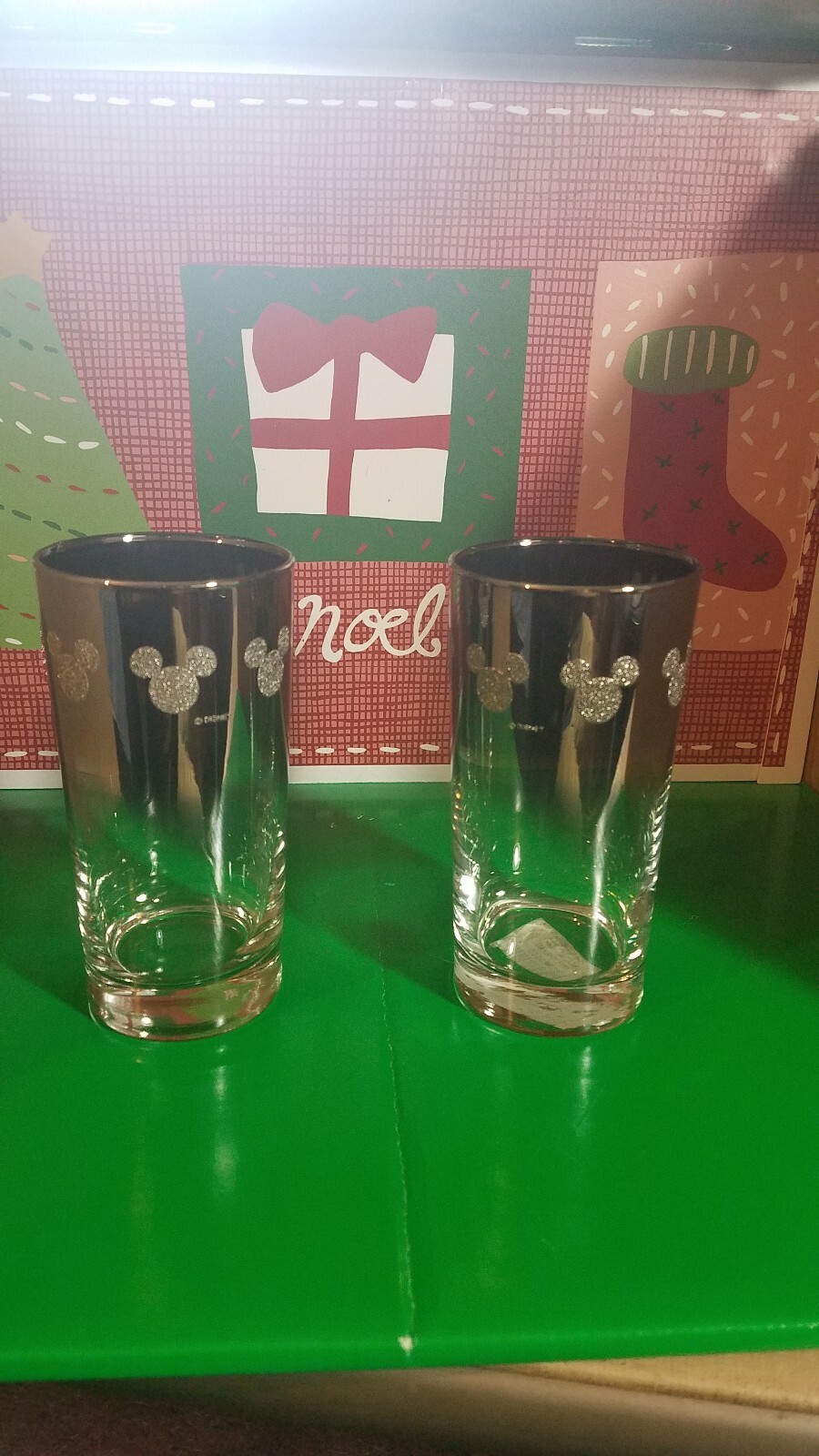 Pair of Disney Mickey Mouse Ears Glasses Silver Chrome Mirror Glitter ...