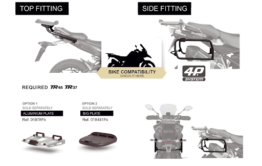 SHAD Black Aluminium Mount Plate Fits TERRA TR37 / TR48 Top Box ...