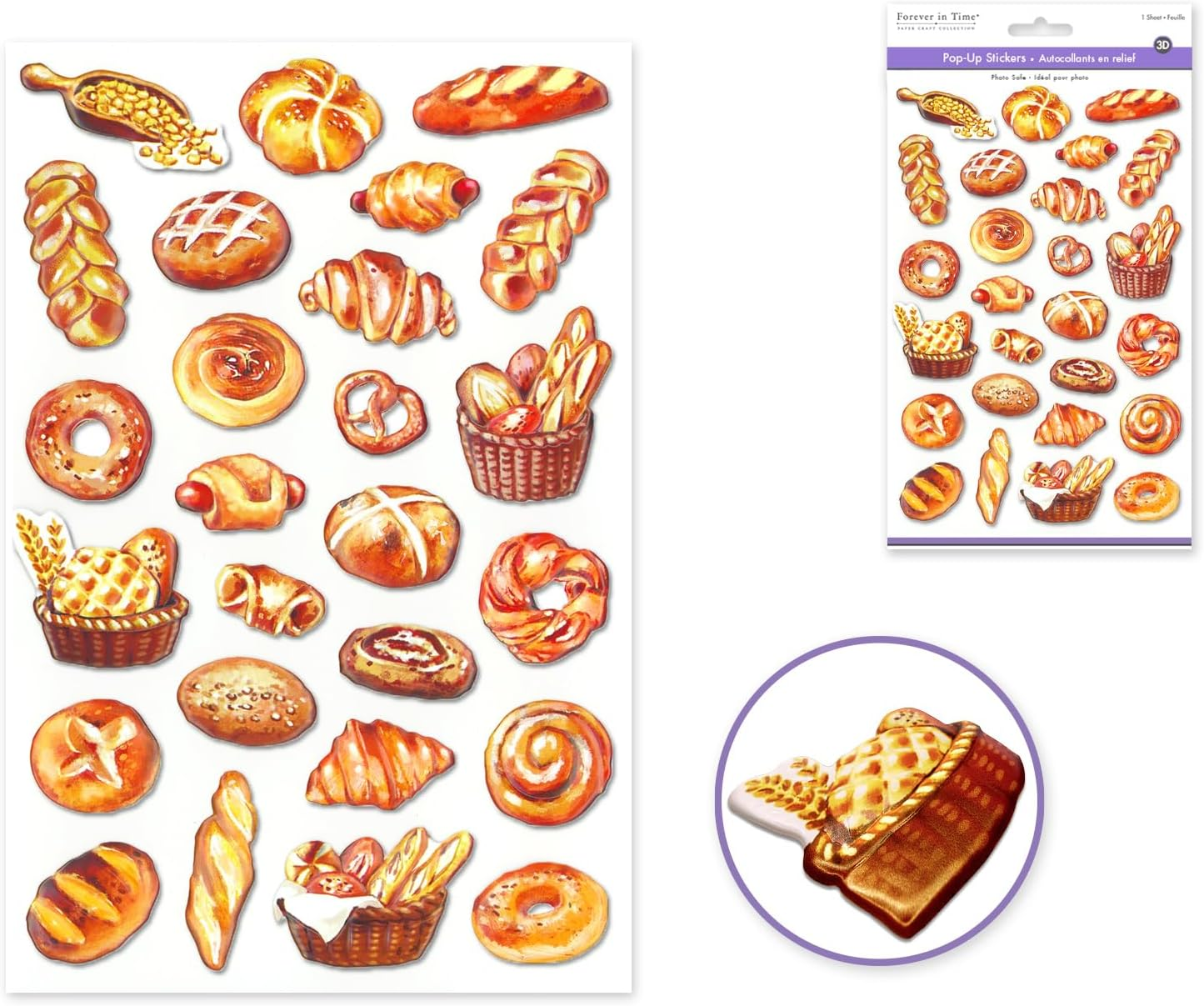 Bread Loaf Stickers - Baked Breads Pop-Up 3D Sticker - Crafts ...