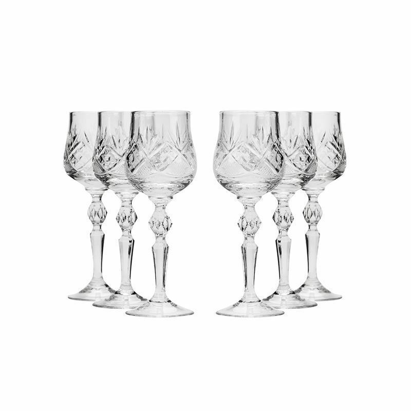 Neman Glassworks, 8-Oz Russian Crystal Wine Goblet Glasses, 6-pc ...