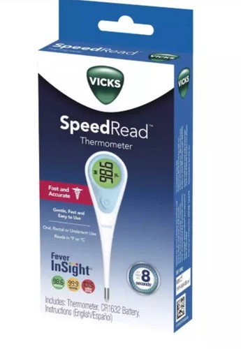 Vicks SpeedRead Digital Thermometer w/ Color-Coded Temperature Readings ...