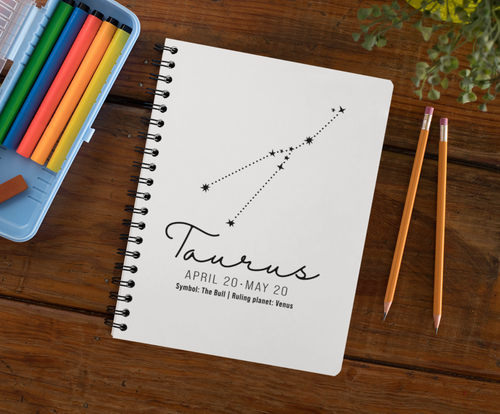 Zodiac Spiral Bound Journal, Taurus Journal, Astrology Spiral Bound ...