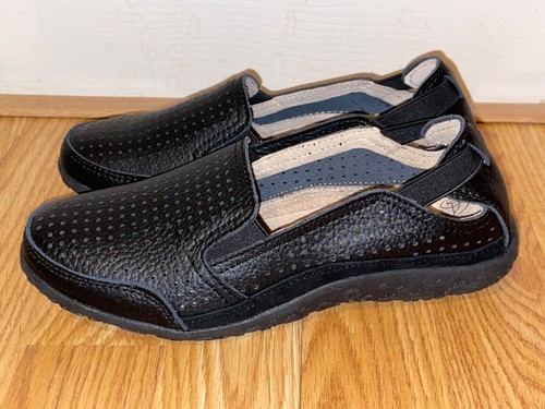 NEW Spring Step Black Leather Flat Slip on Shoes Size 37 M US 6.5 7 | eBay