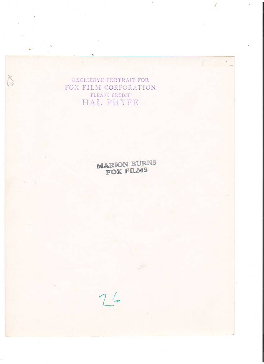 MARION BURNS ORIGINAL 7X9 PHOTO BY HAL PHYFE PRETTY PORTRAIT 1930's FOX ...