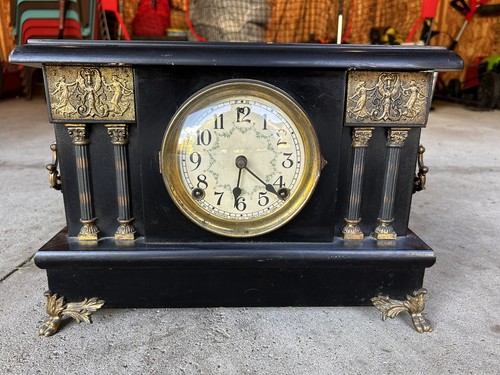 Antique wooden mantel clock 1800's, WORKING with Key and Pendulum RARE ...