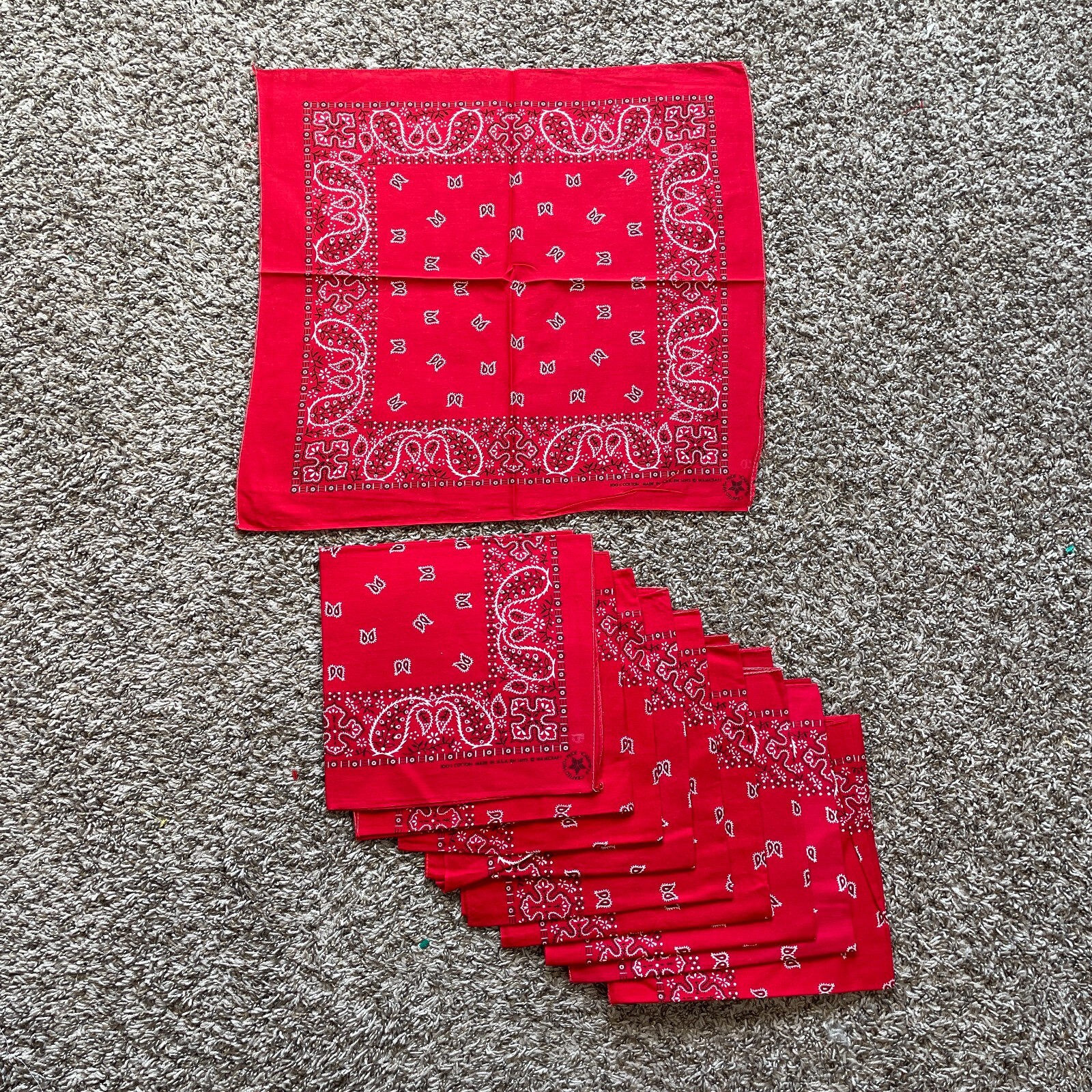 Vintage Bandana Lot of 10 Red Paisley Wamcraft USA Made 80s ...