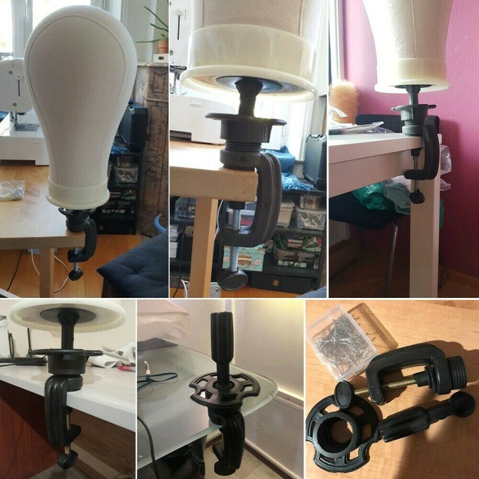 Head stand Clamp wig maker hair mannequin cosmetology table holder ...