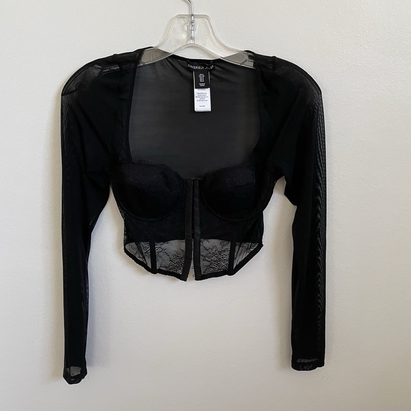 Y2K Sincerely Jules Crop Corset Lace Mesh Top Coquett… - Gem