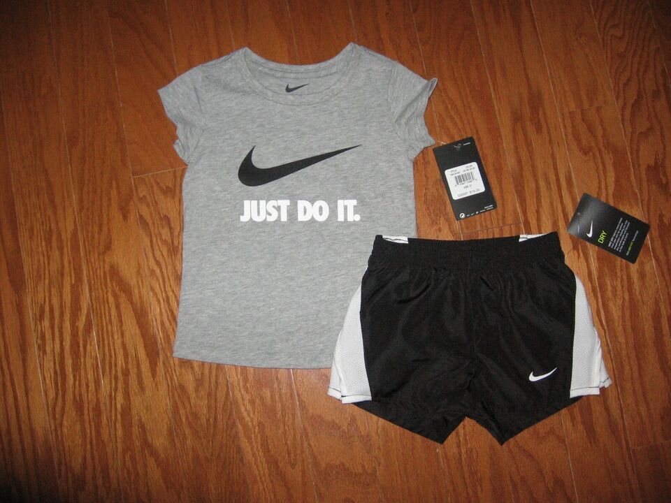 Nike 2 Pc Outfit Set Tee Shirt & Shorts Girls 2T NWT | eBay