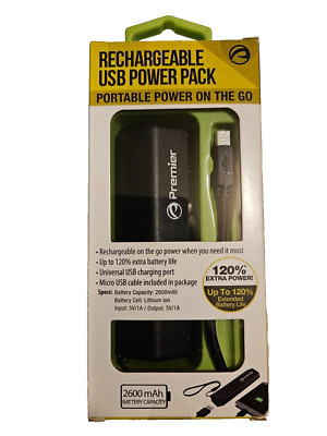 Premier Rechargable USB Power Pack/ Portable Power On The Go | eBay