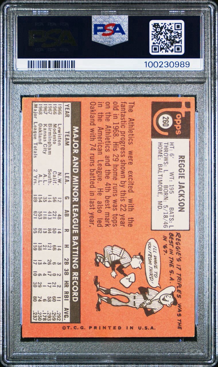 1969 Topps Reggie Jackson Rookie Card RC #260 PSA 4 Oakland Athletics ...