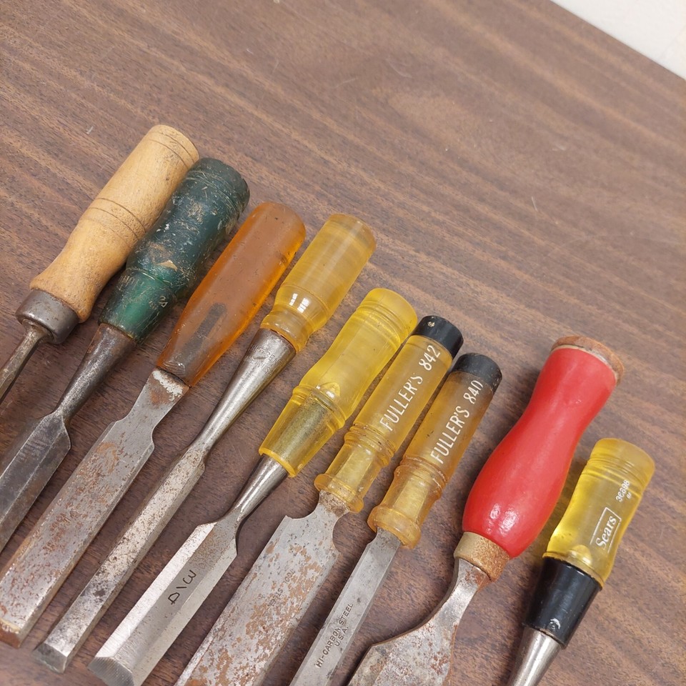 lot 9 Vintage Wood Chisels Carving Tool Fuller Sears Woodworking | eBay