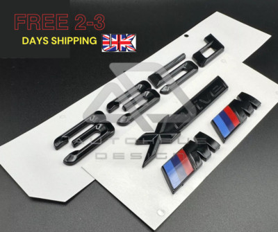 BMW 335D xDRIVE BADGE M WING BADGES IN GLOSS BLACK SET UK SELLER | eBay UK
