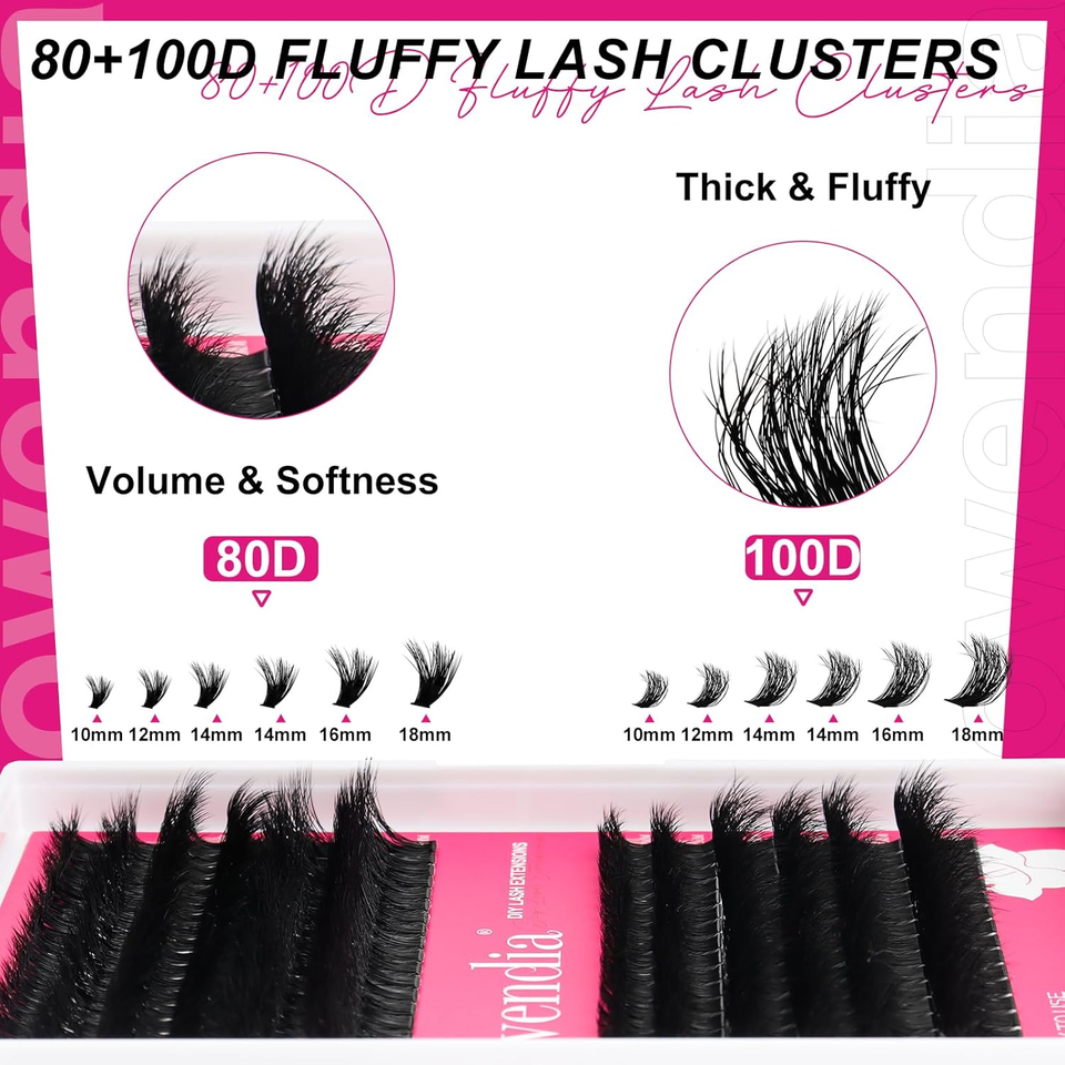 Lash Clusters Kit Fluffy 80D 100D Individual Lashes D Curl Cluster ...