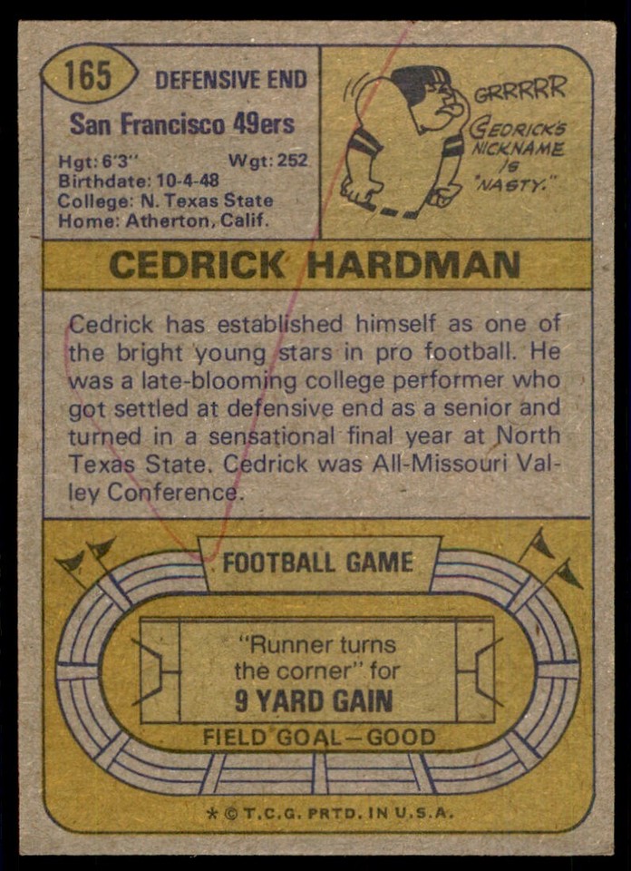 1974 Topps Cedrick Hardman Football Card San Francisco 49ers #165 | eBay