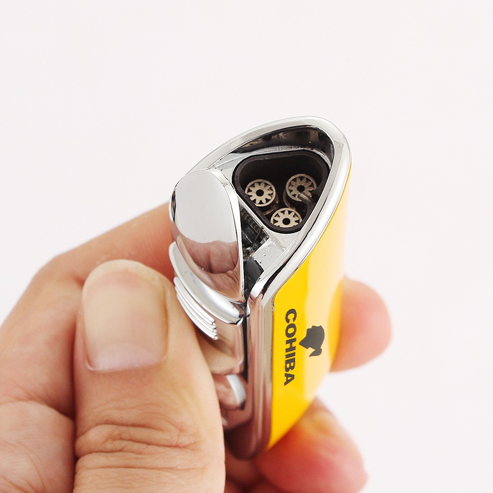Travel Metal 3 Torch Flame Pocket Cigar Cigarette Lighter W/ Punch ...