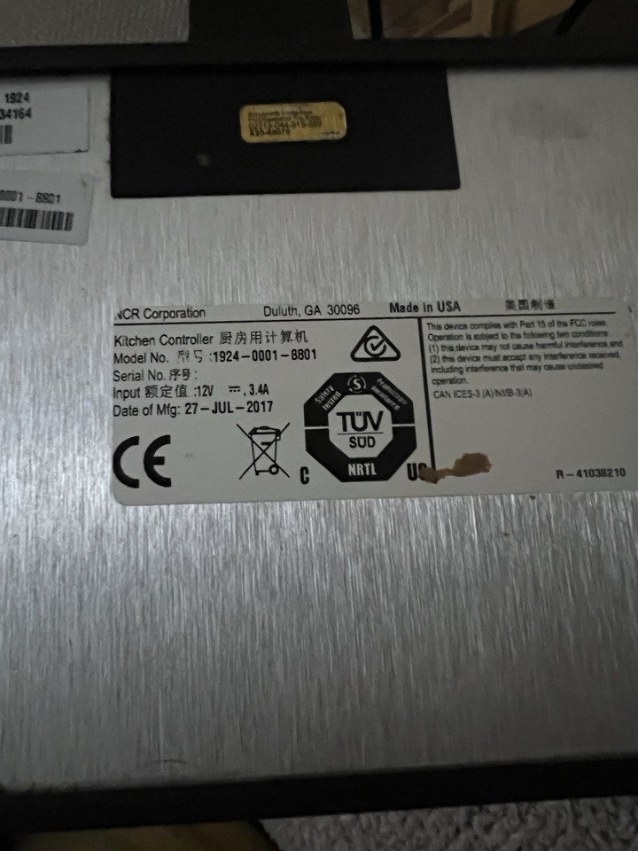 NCR 1924-0022-8801 / 1924-0001-8801 Kitchen Controller 4GB / With ...