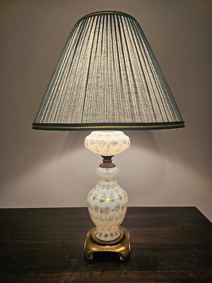 Fenton Coin Dot Charleton Rose Lamp-Hand Painted Design-French ...