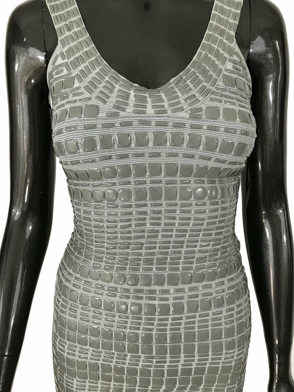 NWOT Herve Leger Bodycon Gray Enamel Embellished Smoke Dress size S ...