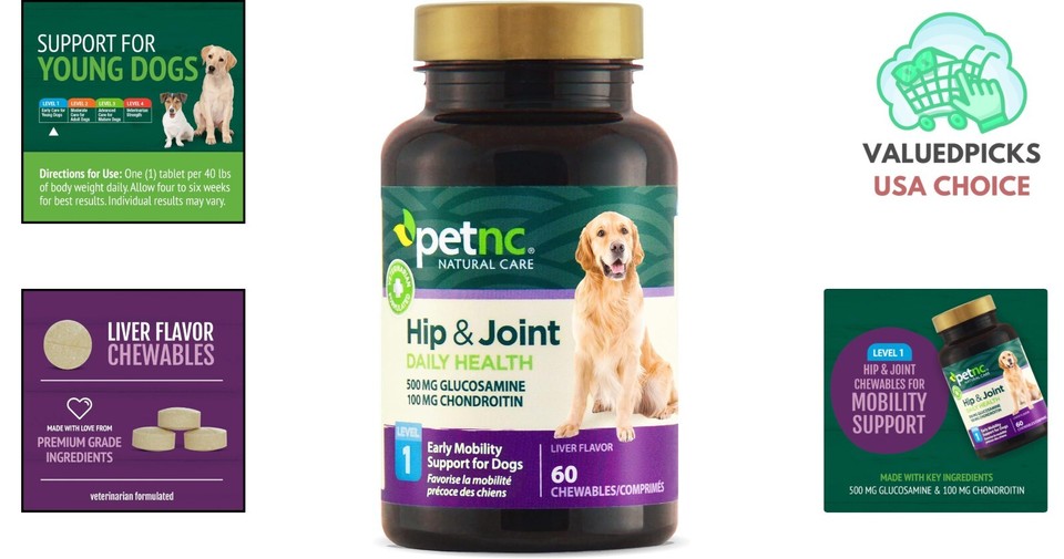 Hip and Joint Health Chewables for Dogs - 60 Count, Glucosamine ...